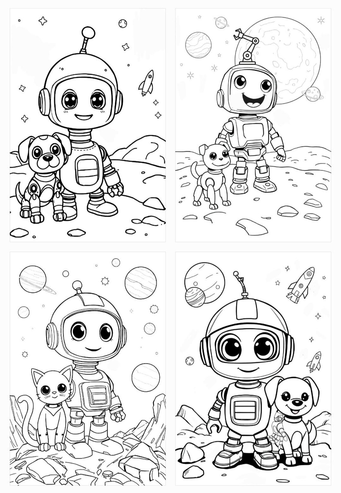 8 Cute ROBOT Coloring Pages Printable PDF Colouring Activity Book for ...