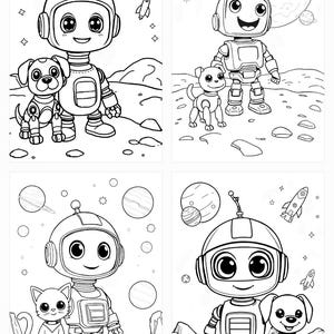 8 Cute ROBOT Coloring Pages Printable PDF Colouring Activity Book for ...