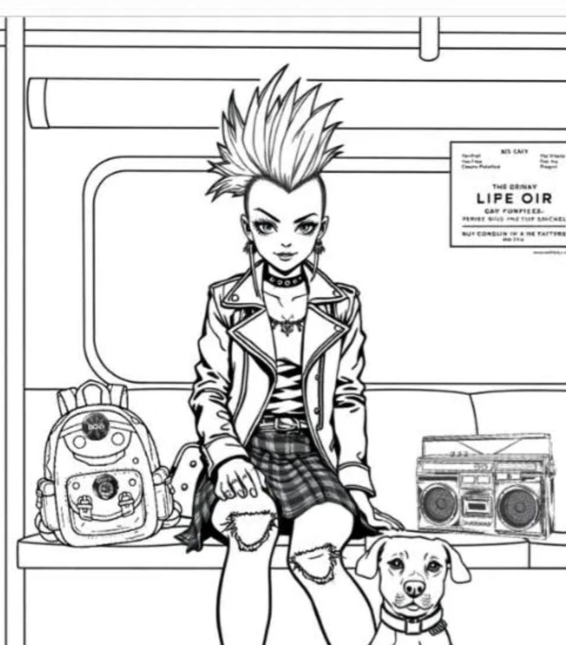 8 PUNK ROCKERS Coloring Pages Printable PDF Colouring Activity Sheets ...