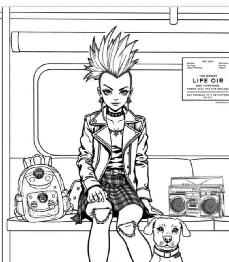 8 PUNK ROCKERS Coloring Pages Printable PDF Colouring Activity Sheets ...
