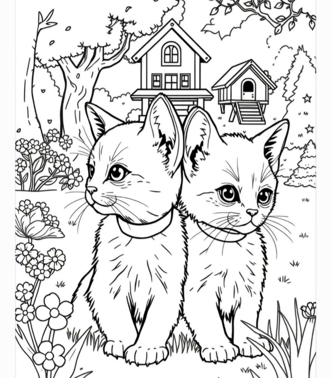 10 Cute KITTEN Coloring Pages Printable PDF Colouring Activity Book for ...