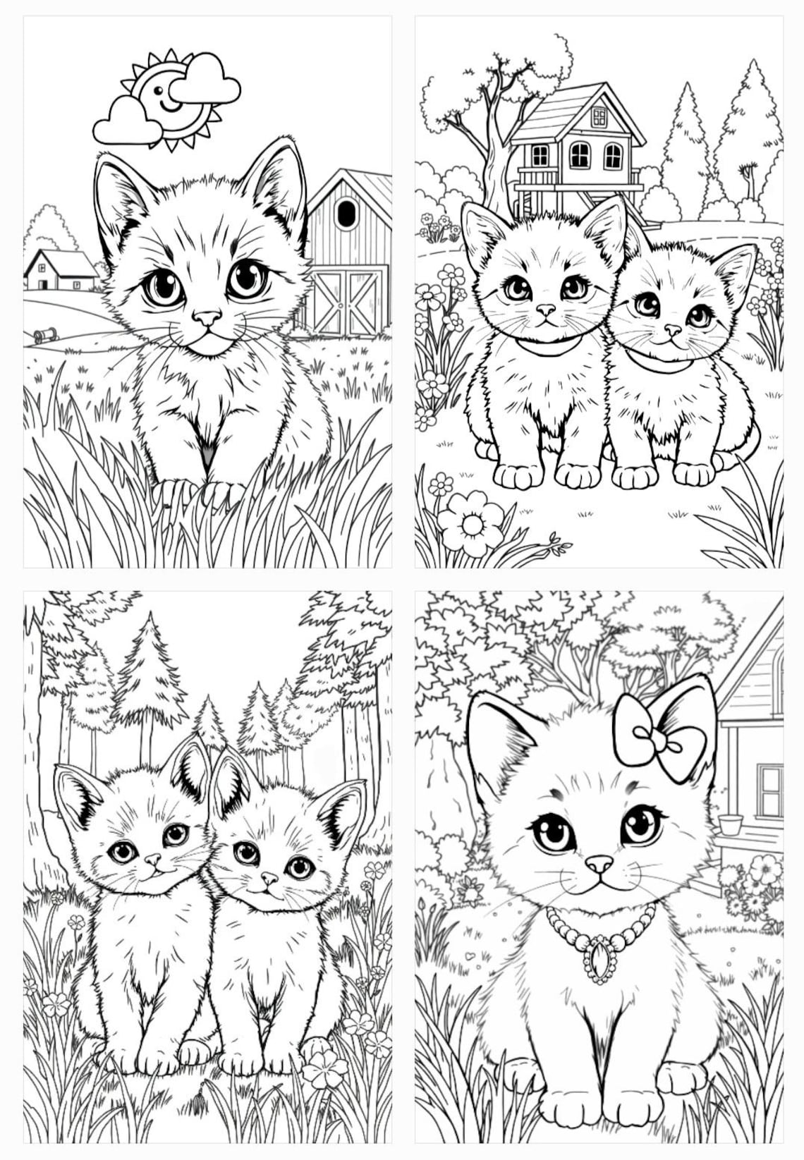 10 Cute KITTEN Coloring Pages Printable PDF Colouring Activity Book for ...