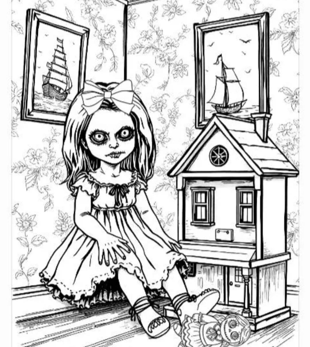 CREEPY DOLLS Coloring Pages 8 Printable PDF Colouring Activity Sheets ...