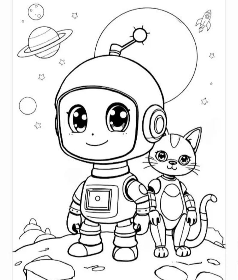 8 Cute ROBOT Coloring Pages Printable PDF Colouring Activity Book for ...