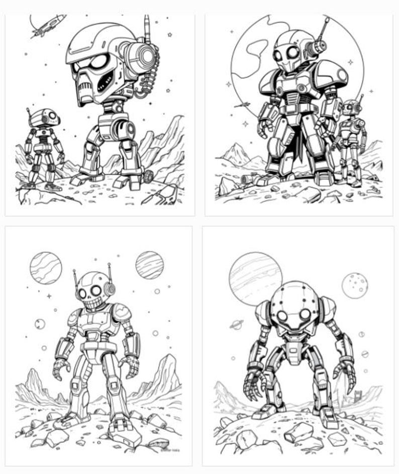 8 ROBOTS Coloring Pages Printable PDF Colouring Activity Book for Kids ...