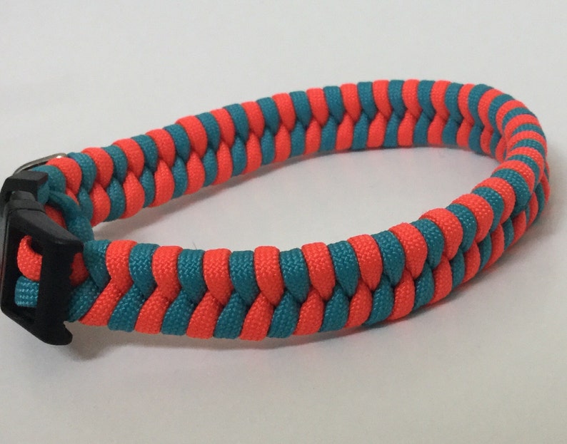Two Color Paracord Fishtail Dog Collar Orange and Blue Neon - Etsy
