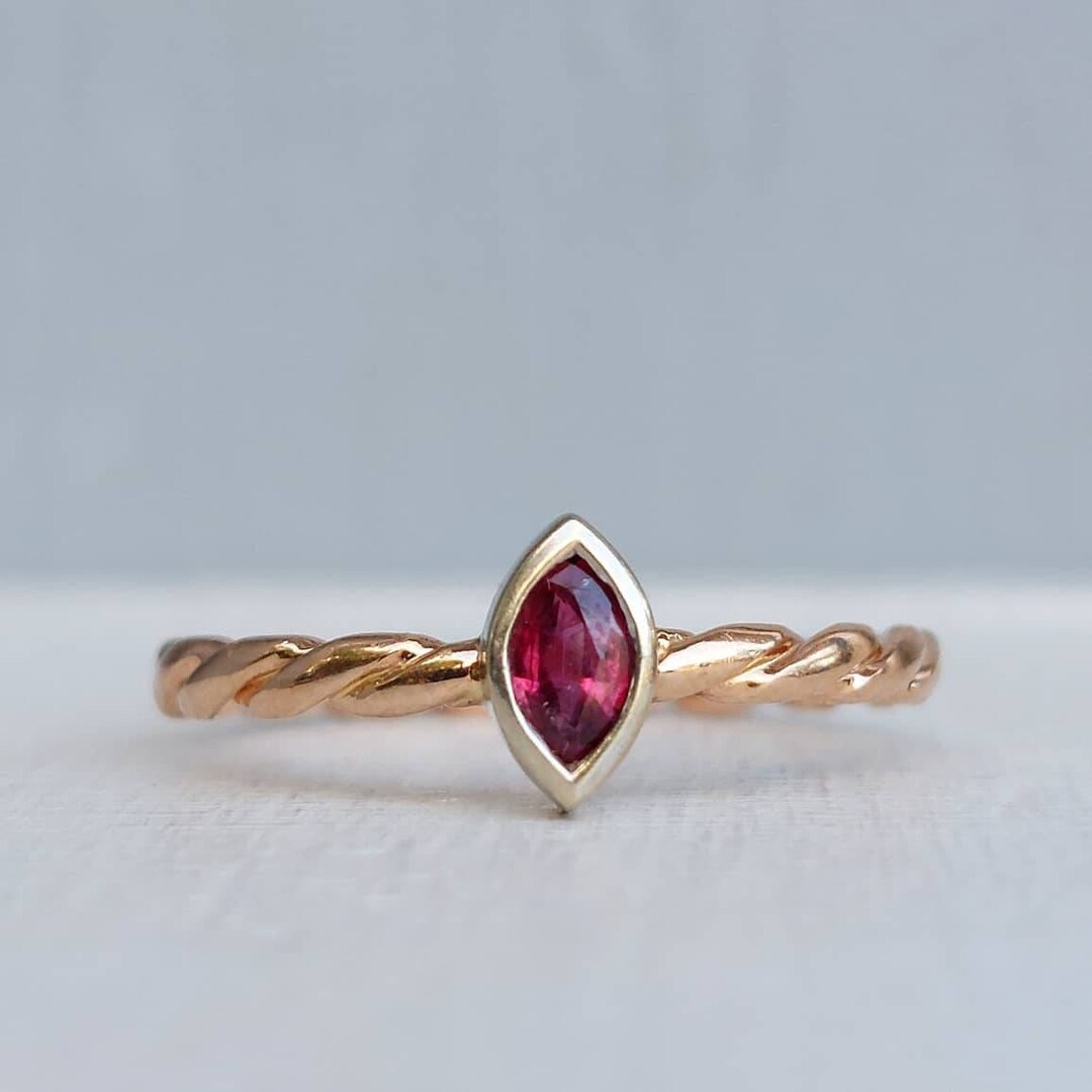 Vintage Ruby Twist Ring 9ct Yellow and White Gold - Etsy Australia