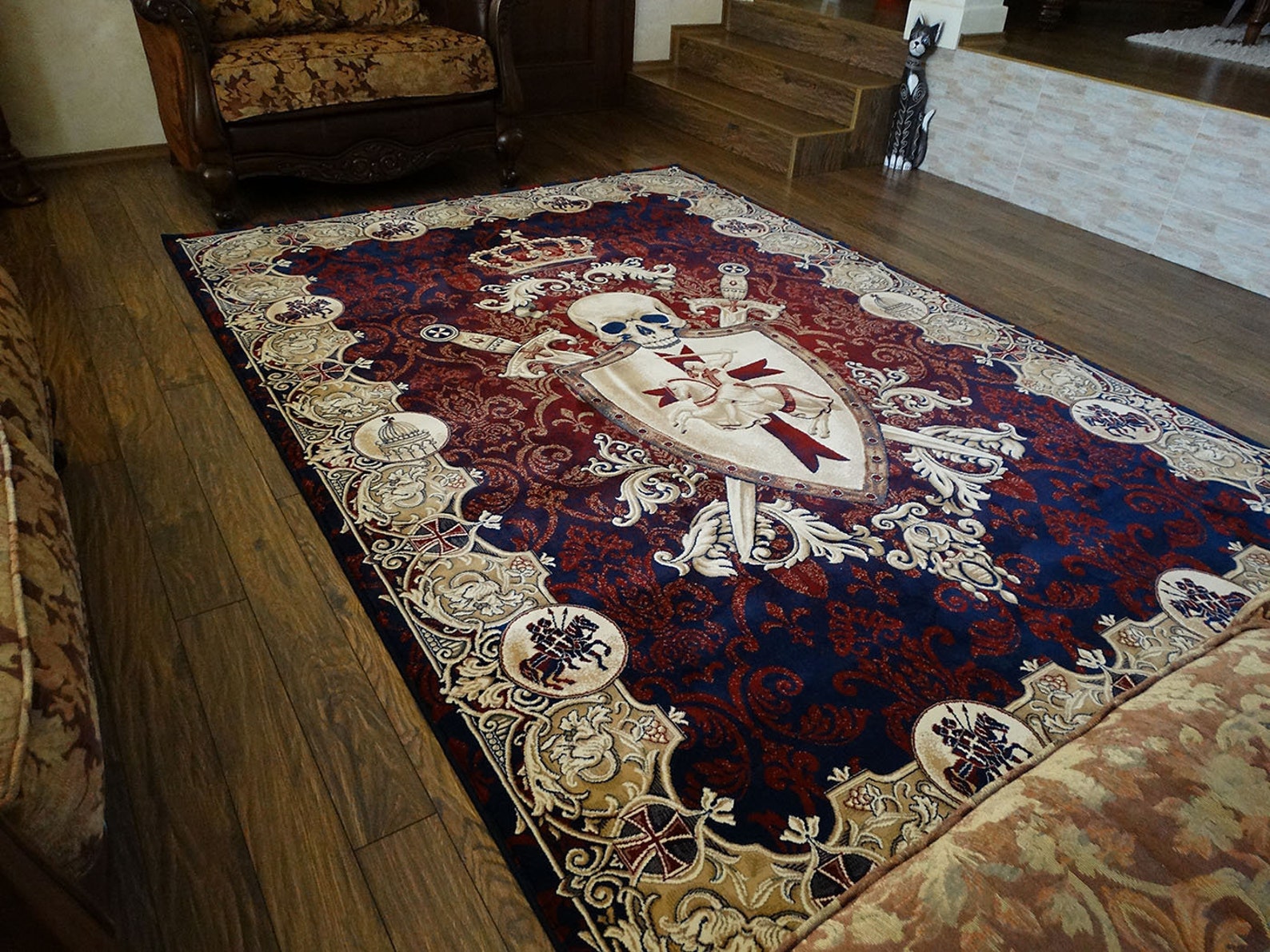 Custom Knights Templar Area Rug Skull Knight Sword Masonic | Etsy