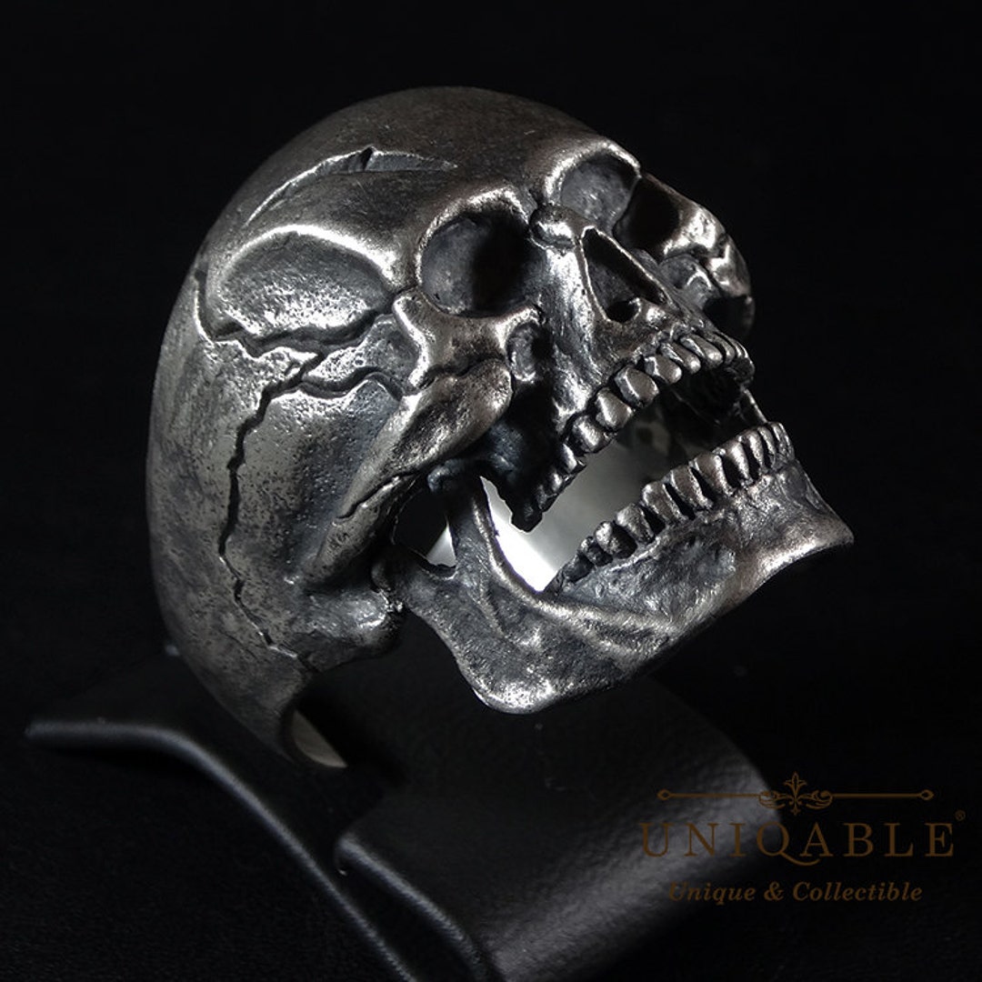 Sterling Silver Open Jaw Skull Ring: Biker Jewelry - Etsy