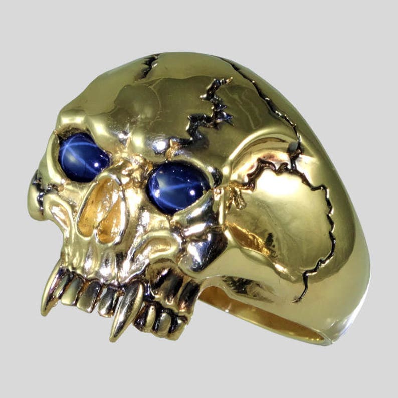14K Vampire Skull Ring Solid Yellow Gold Skull Vampire - Etsy
