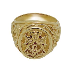 Handcrafted 14K or 10K Solid Yellow Gold Custom Made Masonic Ring ...