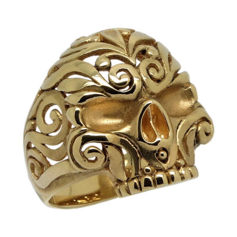 10K Sugar Mexican Skull Yellow Gold Ring Half Jaw Skull - Etsy