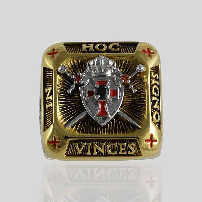 Masonic Knights Templar Ring, 18k Gold Plated, Shield & Sword - Etsy