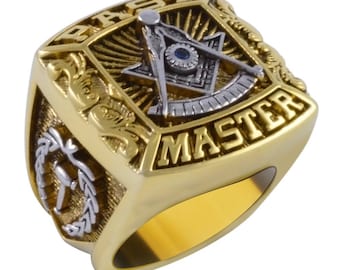 Masonic Past Master Ring 18K Gold Plated Unique Design - Etsy