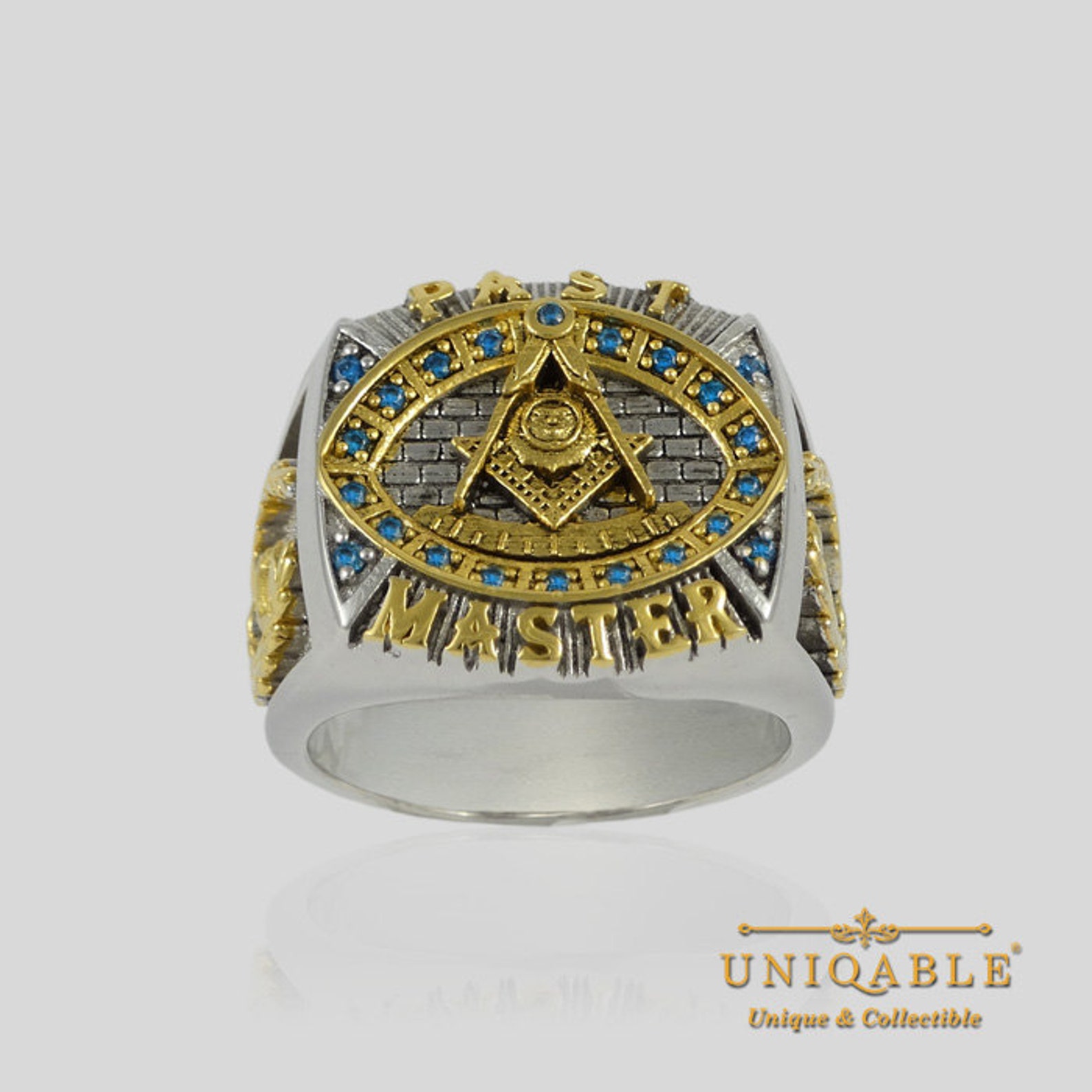 Masonic Past Master Ring 18K Gold Plated Unique Design - Etsy