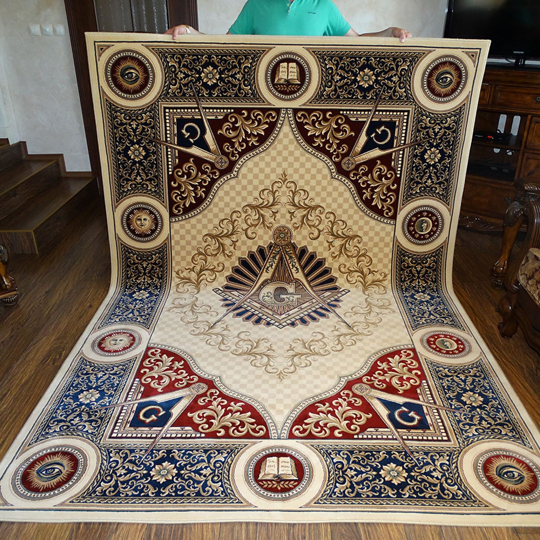 Custom MASONIC Lodge Area RUG 6'6"x9'6" Carpet Floor Decor Freemason ...