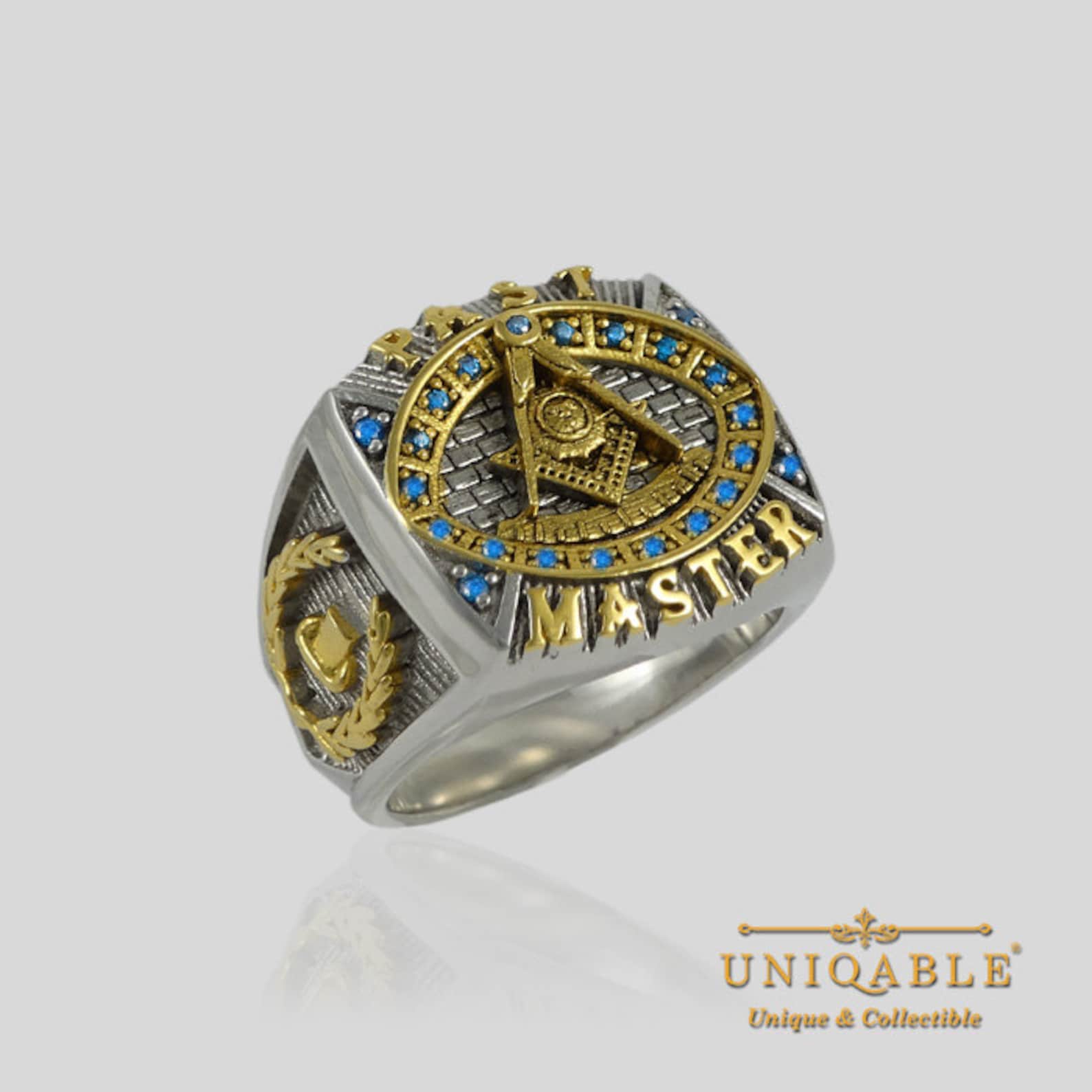 Masonic Past Master Ring 18K Gold Plated Unique Design - Etsy