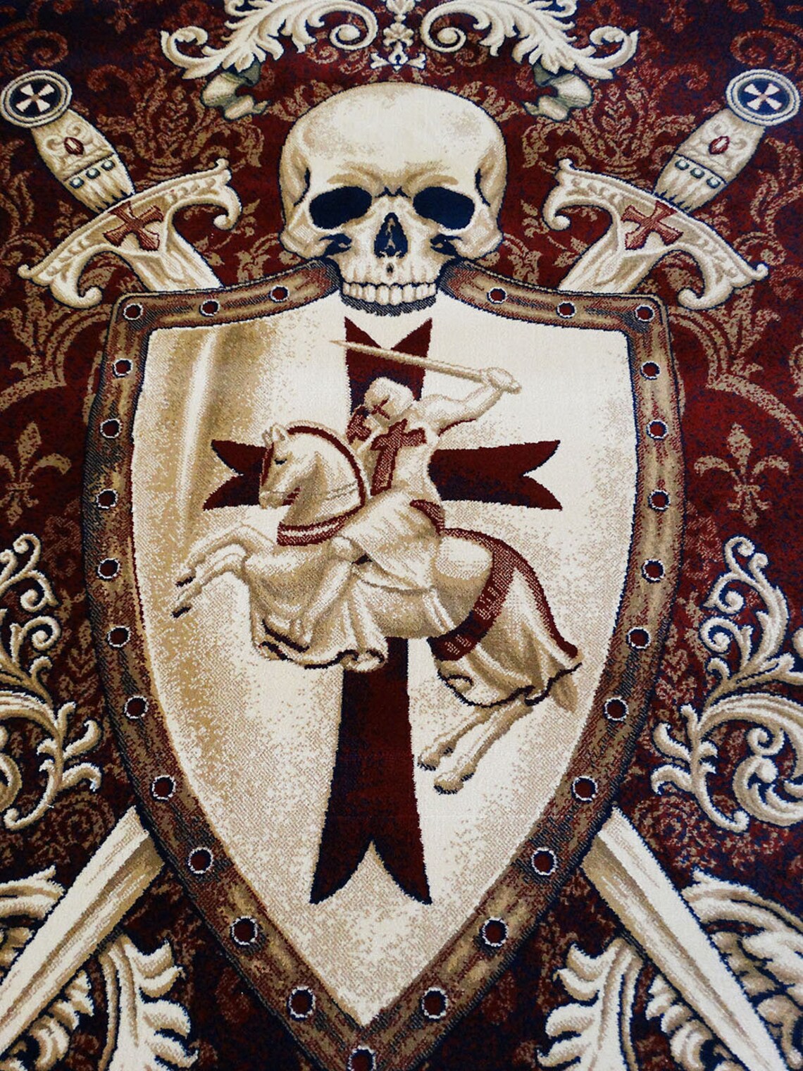 Custom Knights Templar Area Rug Skull Knight Sword Masonic | Etsy
