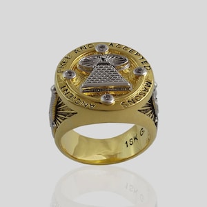 Handcrafted Masonic Ancient Mason All Seeing Eye Pyramid Ring White and ...