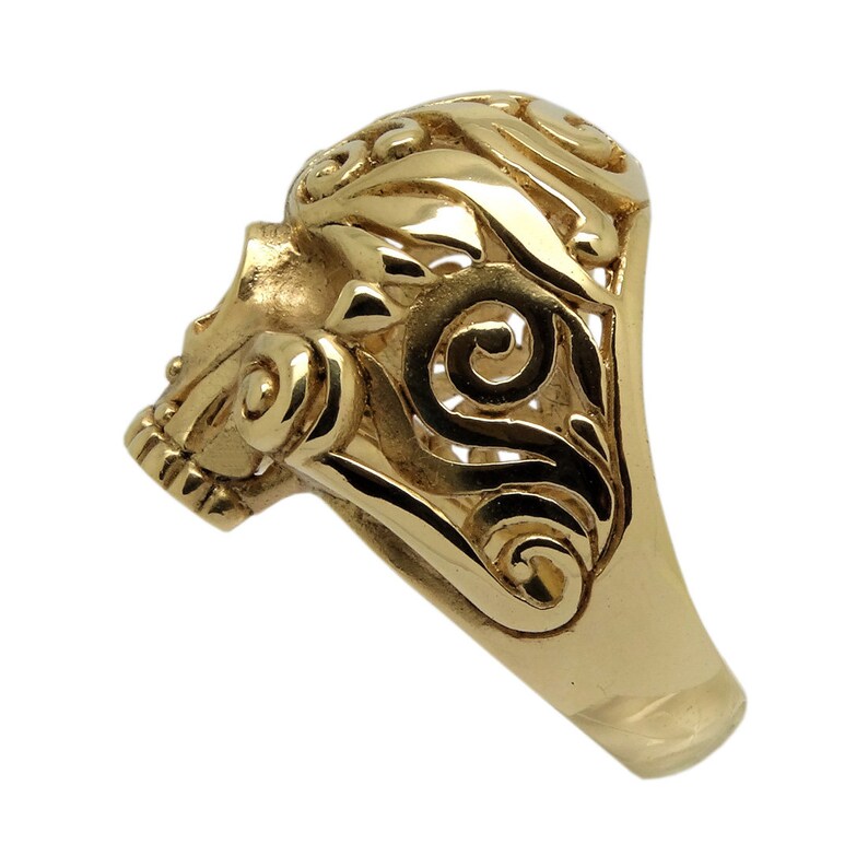 10K Sugar Mexican Skull Yellow Gold Ring Half Jaw Skull - Etsy