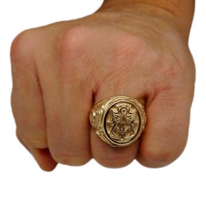 Handcrafted 14K or 10K Solid Yellow Gold Custom Made Masonic Ring ...