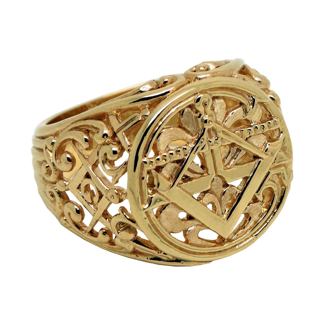 Mason Handmade 14K or 10K Solid Yellow White Gold Custom Made Masonic ...