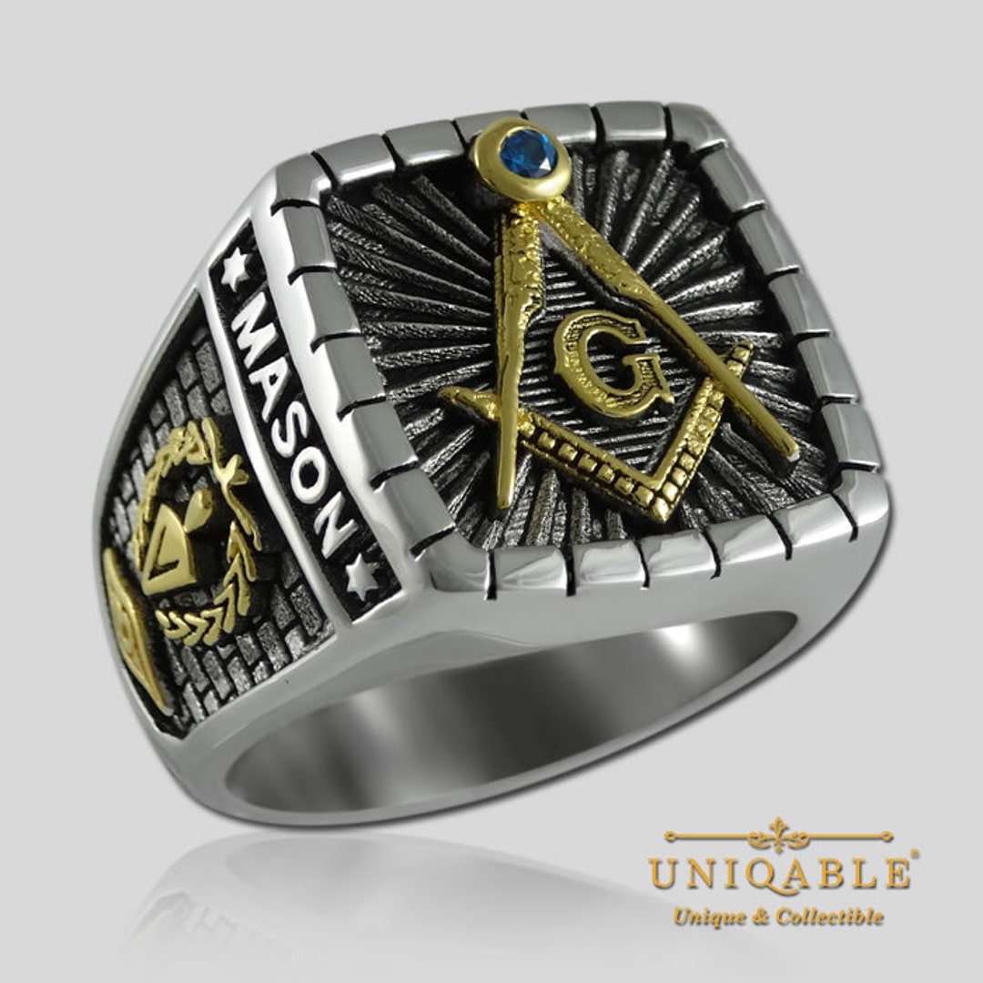 UNIQABLE MASTER MASON Sterling Silver 925 Masonic 18K Gold Plated ...
