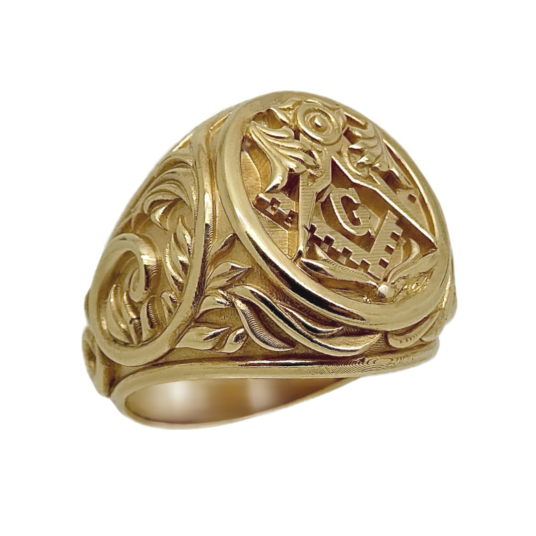 Handcrafted 14K or 10K Solid Yellow Gold Custom Made Masonic Ring ...