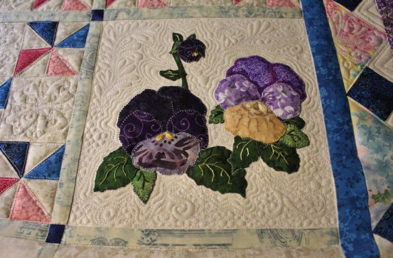 Pansy Appliqué Block for Buoyant Blossoms BOM - Etsy