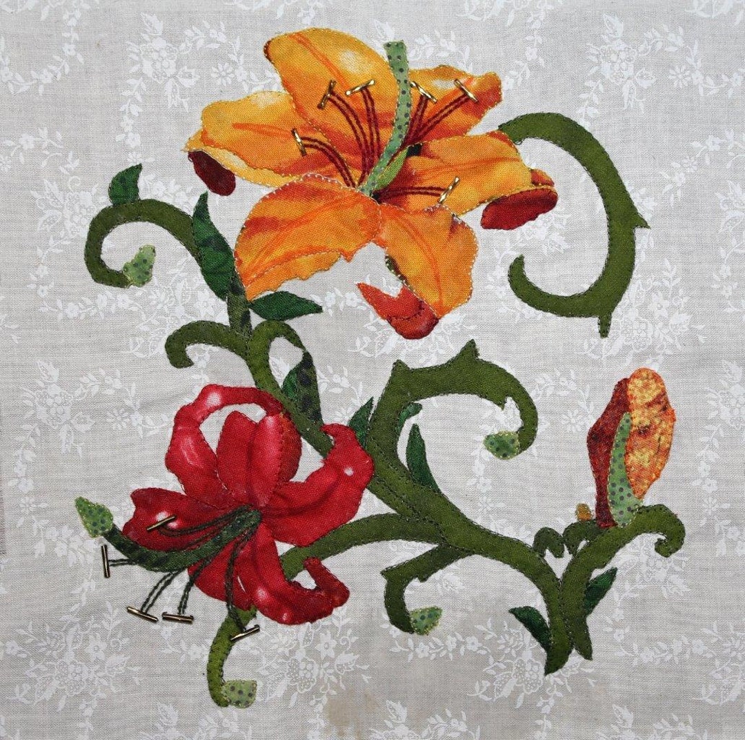 Lily Appliqué Block for the Buoyant Blossoms BOM Collection - Etsy
