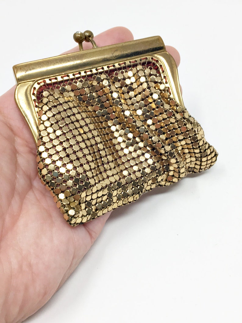 Vintage Glittery Gold Tone Mesh Change Purse - Etsy