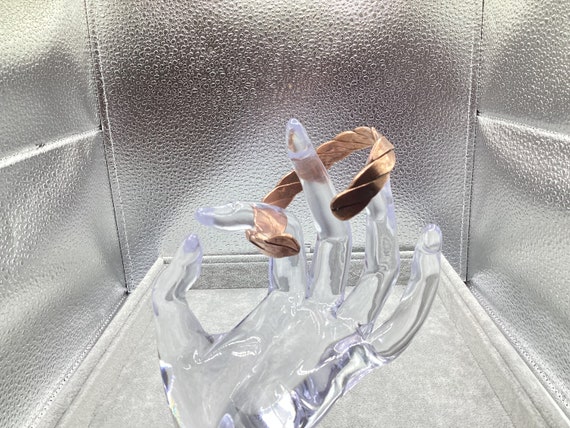 Vintage Copper Wrapped Texture Stunning Cuff Bracelet - Gem