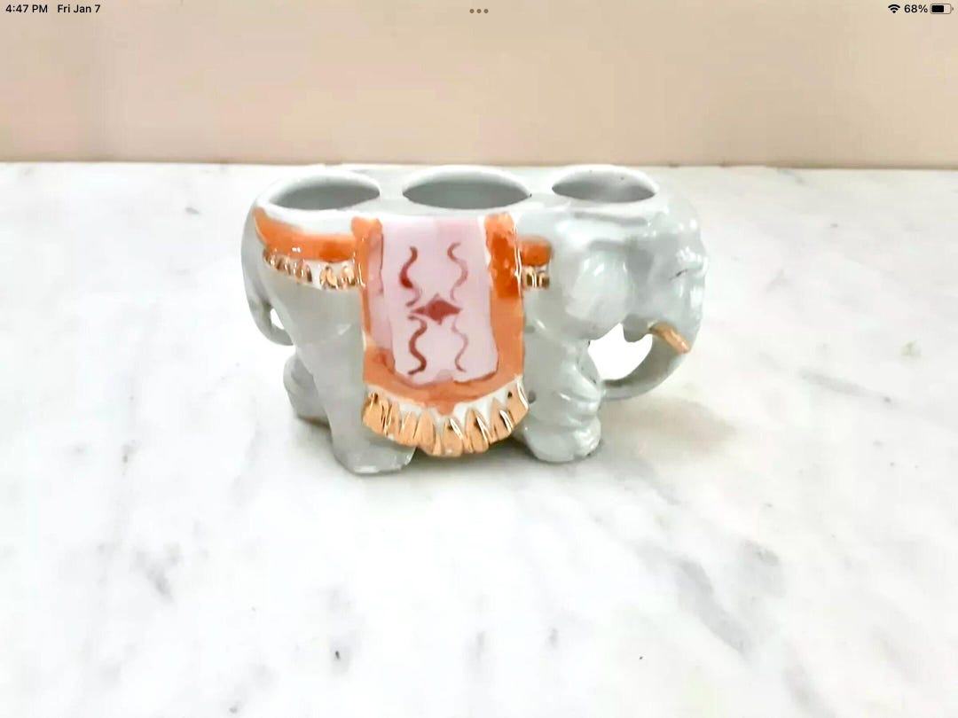 Vintage RARE Gorgeous Handpainted Porcelain Elephant Lipstick Holder - Etsy