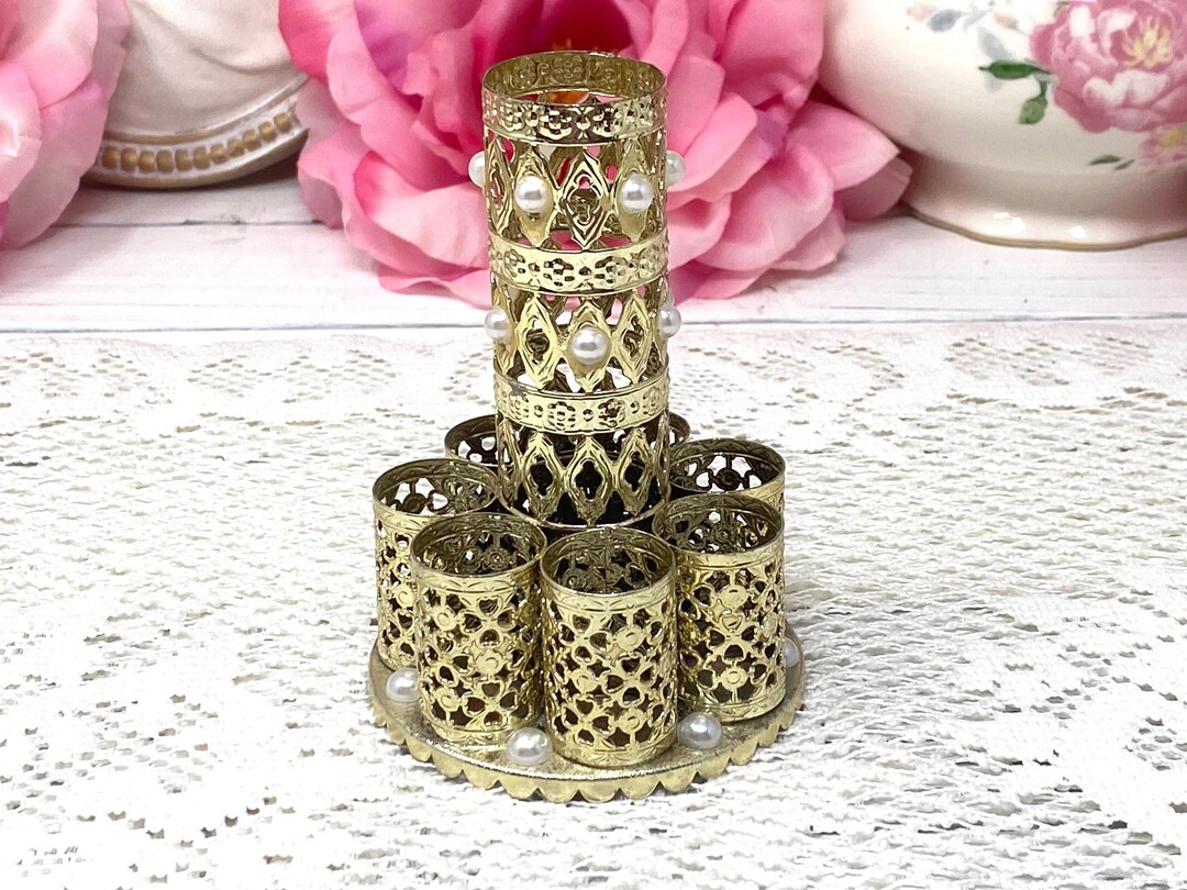 Vintage Filigree Metal Faux Pearls Lipstick & Hair Comb Gold Holder - Etsy