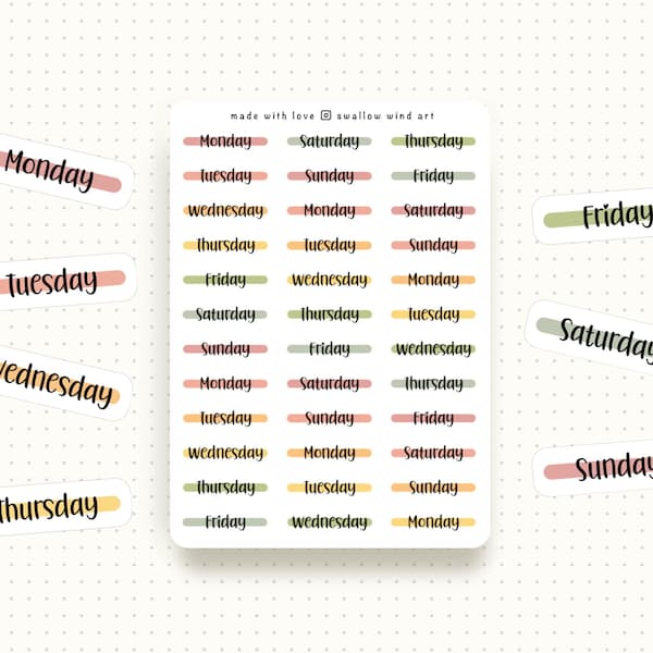 Planner Stickers Days of the Week - Etsy
