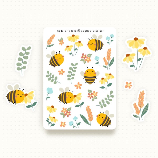 Bee Sticker Sheet - Etsy Australia