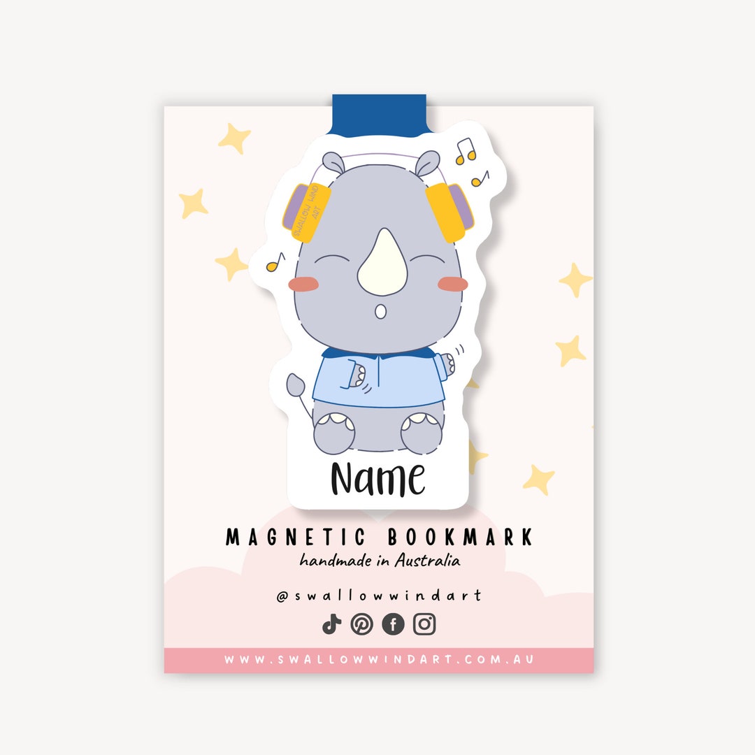 Custom Magnetic Bookmark for Kids, Cute Rhino Bookmark for Students ...