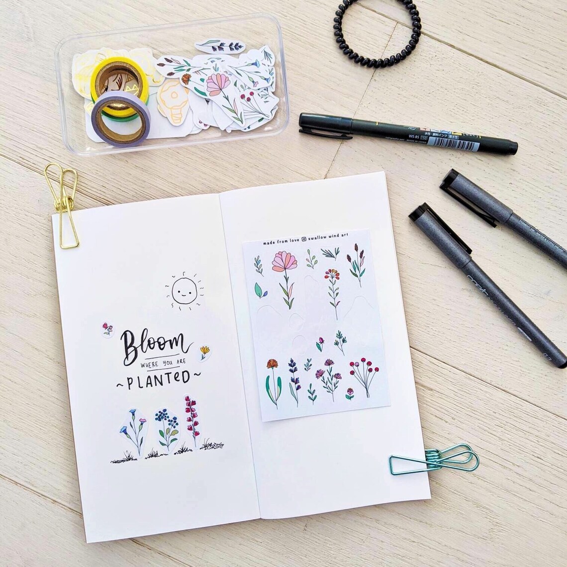 Floral Sticker Sheet - Aesthetic Planner Stickers, Cute Journal ...