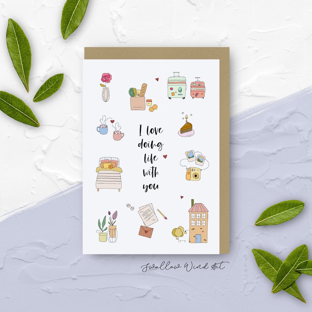 Love Life With You Greeting Card, Romantic Card, Happy Anniversary Card ...