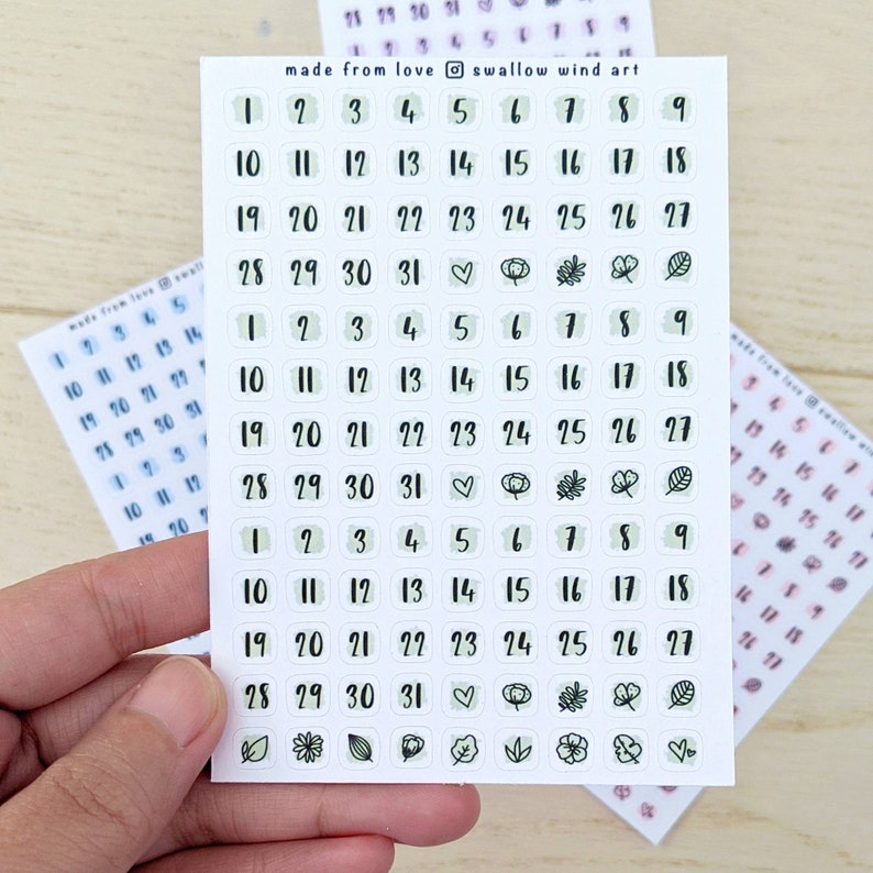 Date Dot Stickers Monthly Dates Stickers Mini Number - Etsy Australia