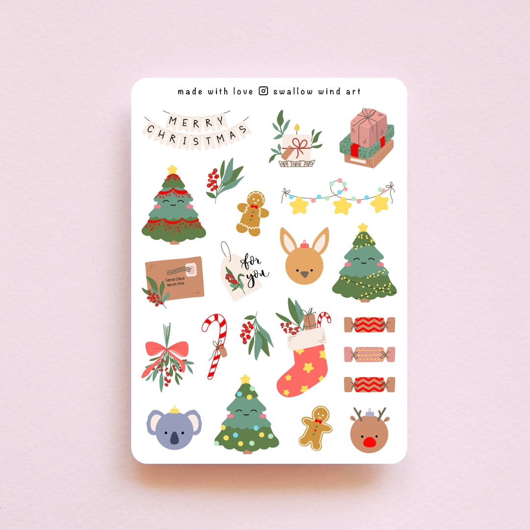 Christmas Sticker Sheet, Cute Christmas Sticker, Christmas Journal ...