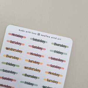 Days of the Week Labels, Weekday Planner Stickers, Header Planner ...