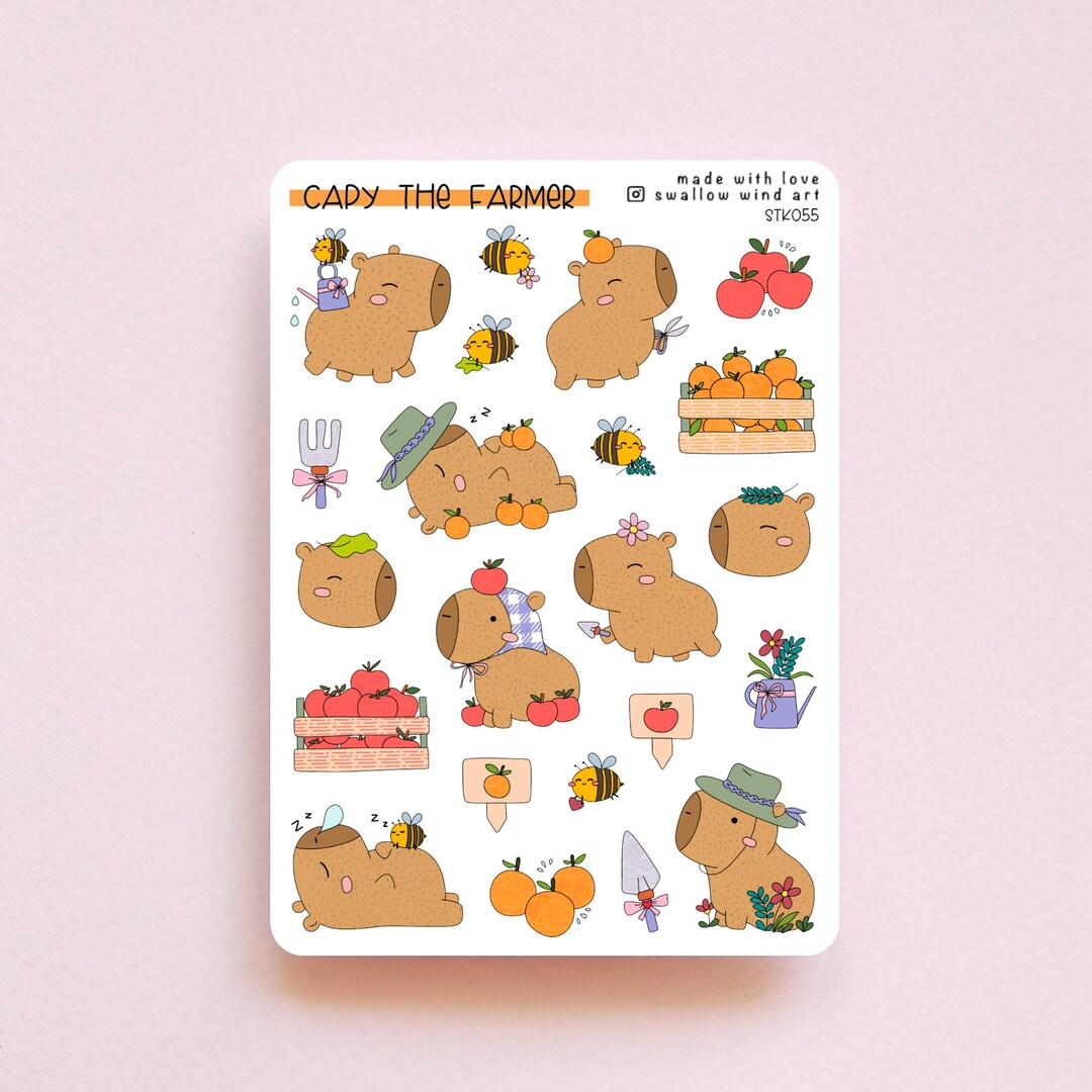 Cute Capybara Sticker Sheet, Cute Capybara Journal Stickers, Capy the ...