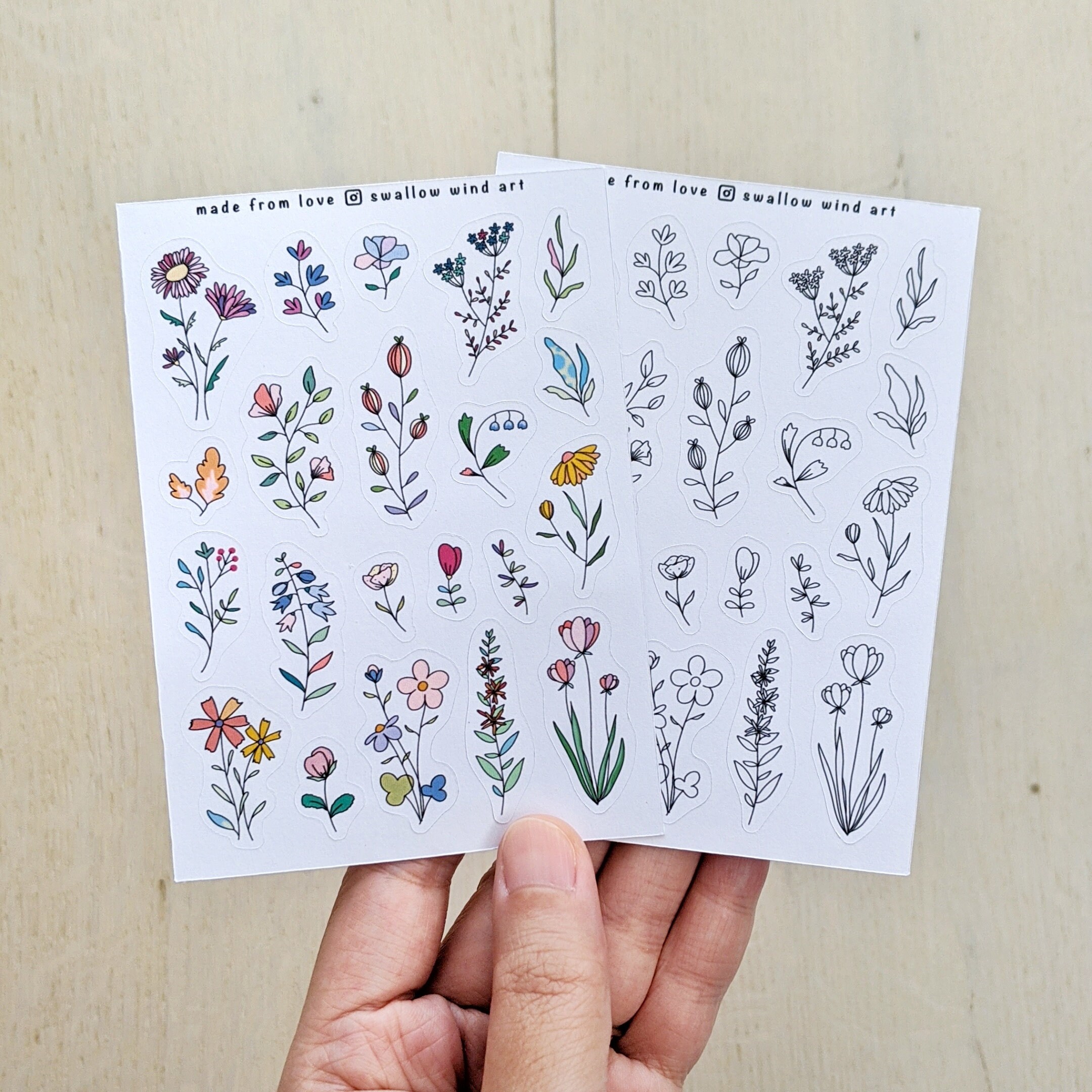 Floral Journal Stickers Wildflowers & Leaves Stickers | Etsy