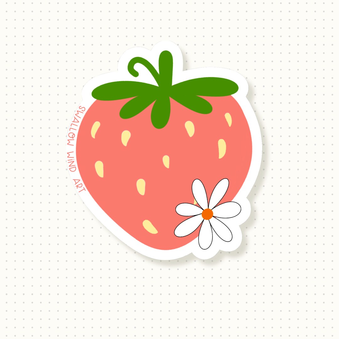 Vinyl Sticker, Strawberry Sticker, Strawberry Fruit Vinyl Decal, Cute ...