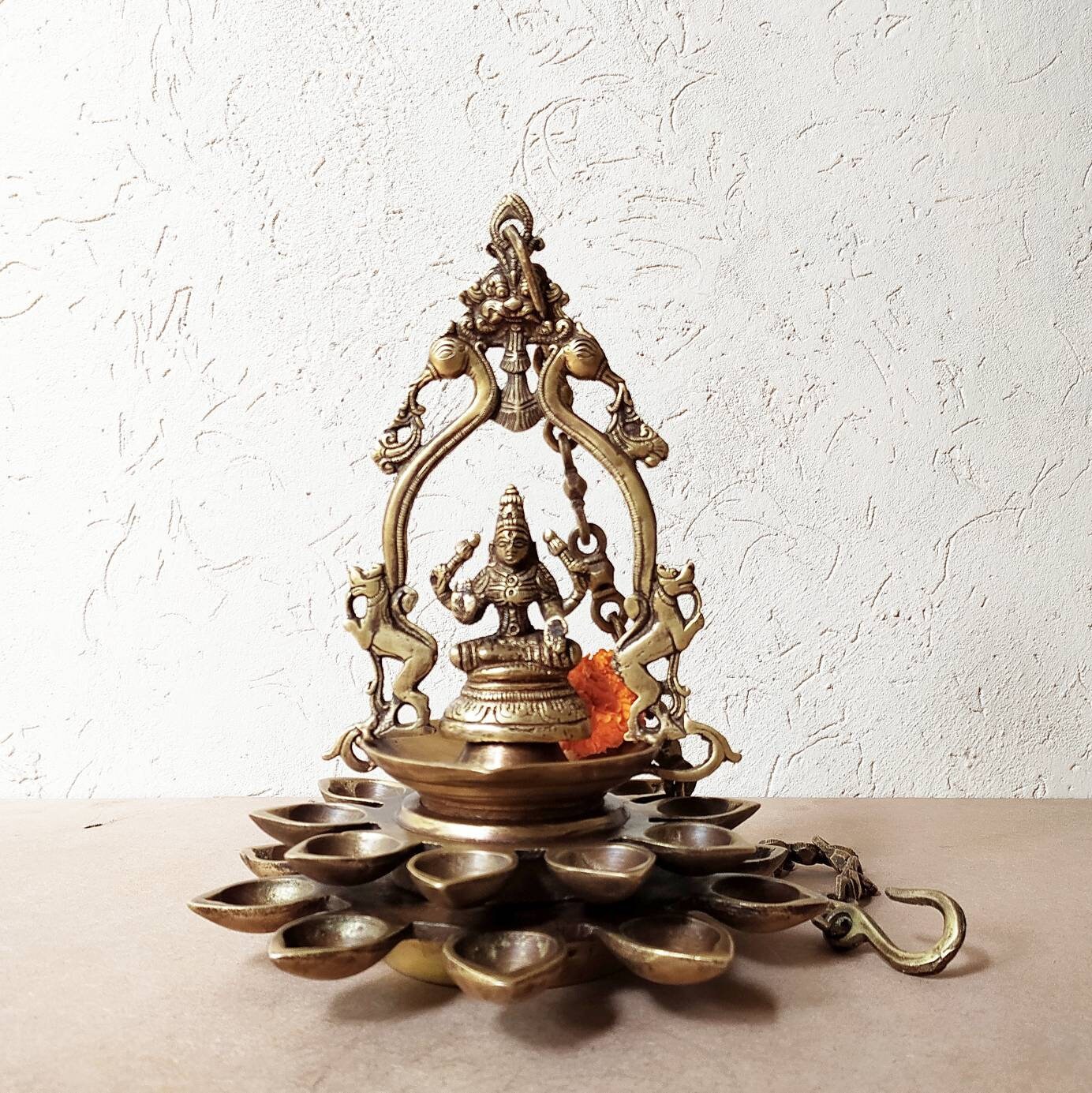 Brass Lamp of Lakshmi Goddess of Wealth Religious Home - Etsy