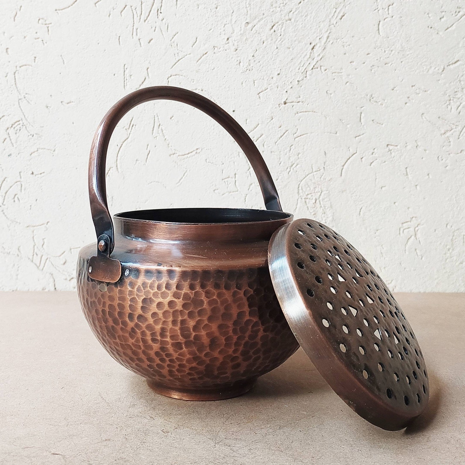 Tibetan Copper Incense Burner With Handle and Hammered Finish - Etsy