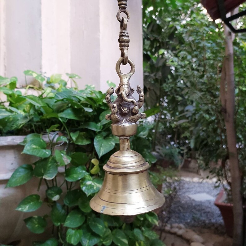 Temple Bell With Lord Ganesha On A Chain Length 63 cm x Dia 9 | Etsy