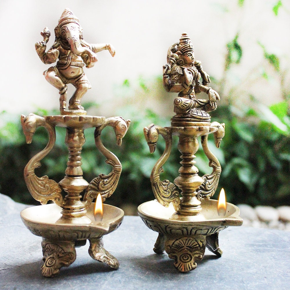 Set of 2 Hand Crafted Oil Lamps Of Hindu Deities Lord Ganesha | Etsy