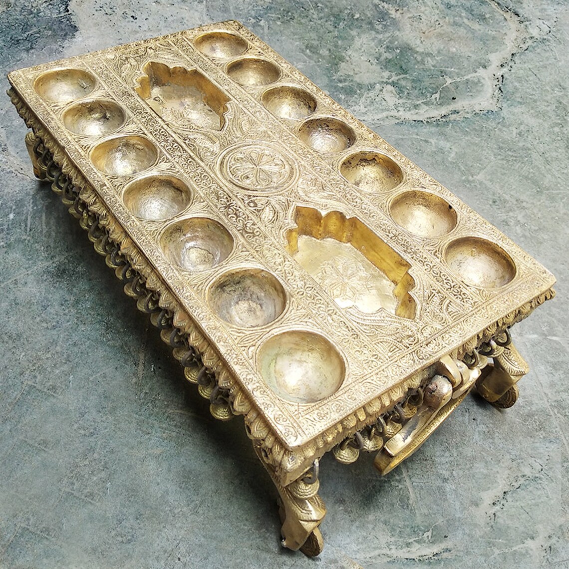 Magnificent Brass Pallanghuzi Board Game With 14 Pits From | Etsy
